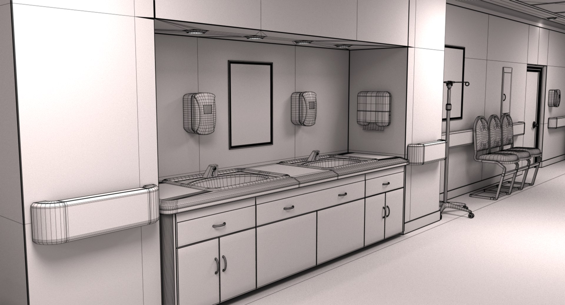 Realistic Hospital Hallway 3D Model - TurboSquid 1248541