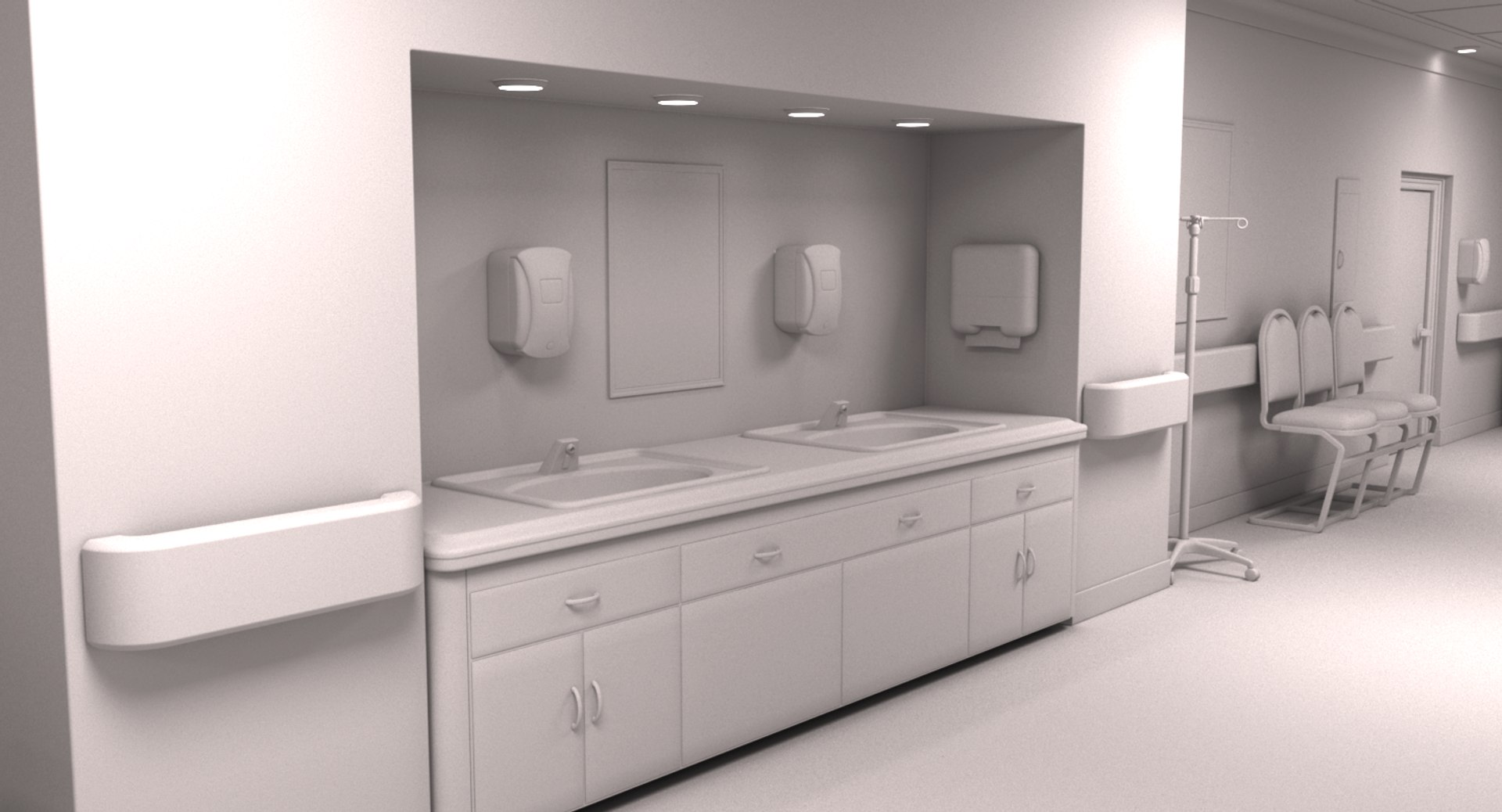 Realistic Hospital Hallway 3D Model - TurboSquid 1248541