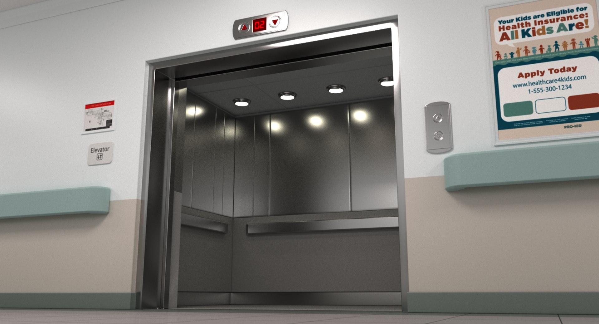 Realistic Hospital Hallway 3D Model - TurboSquid 1248541