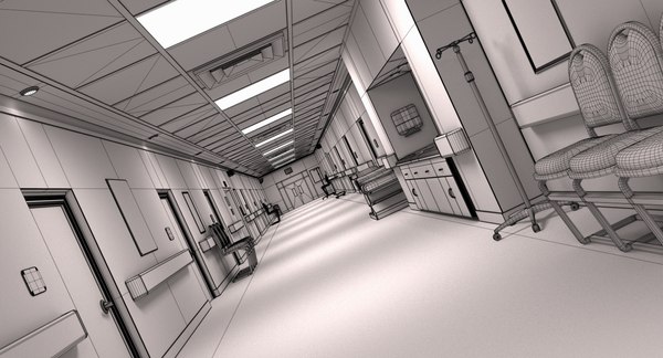 Realistic hospital hallway 3D model - TurboSquid 1248541