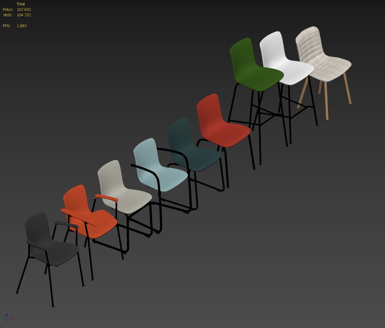 Vitra Hal Chair Stool 3D - TurboSquid 1593769