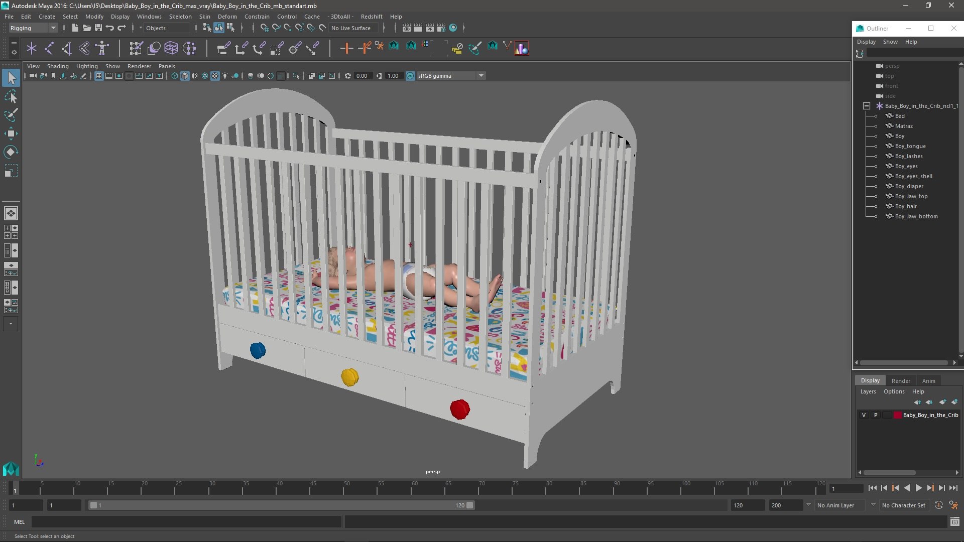 Baby Boy In The Crib 3D - TurboSquid 2271670