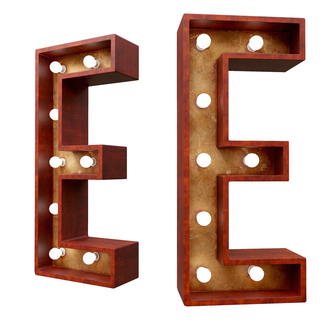 Marquee Letter E Led Wooden Glow Sign 3D Model - TurboSquid 1974372