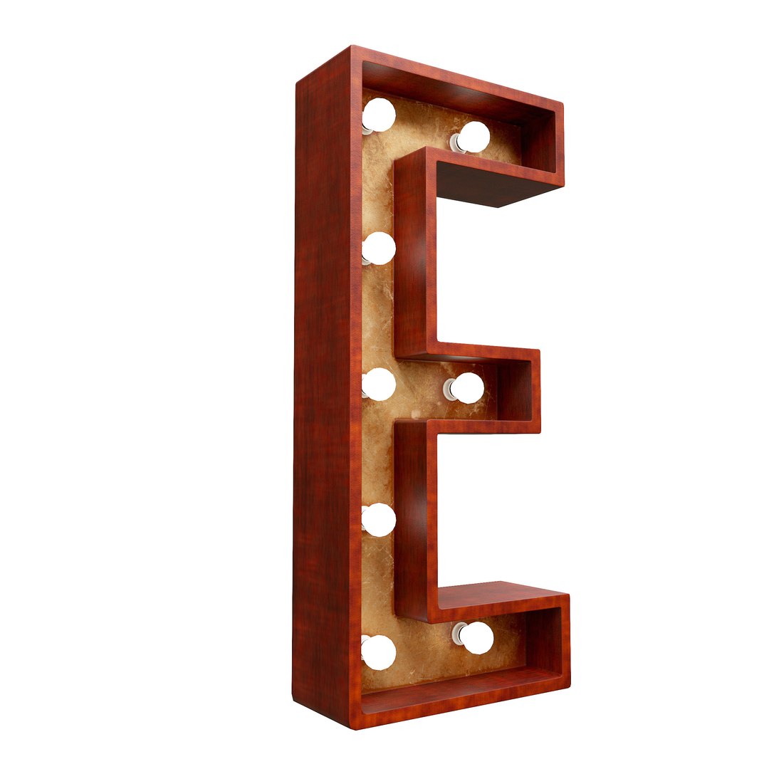 Marquee Letter E Led Wooden Glow Sign 3D Model - TurboSquid 1974372