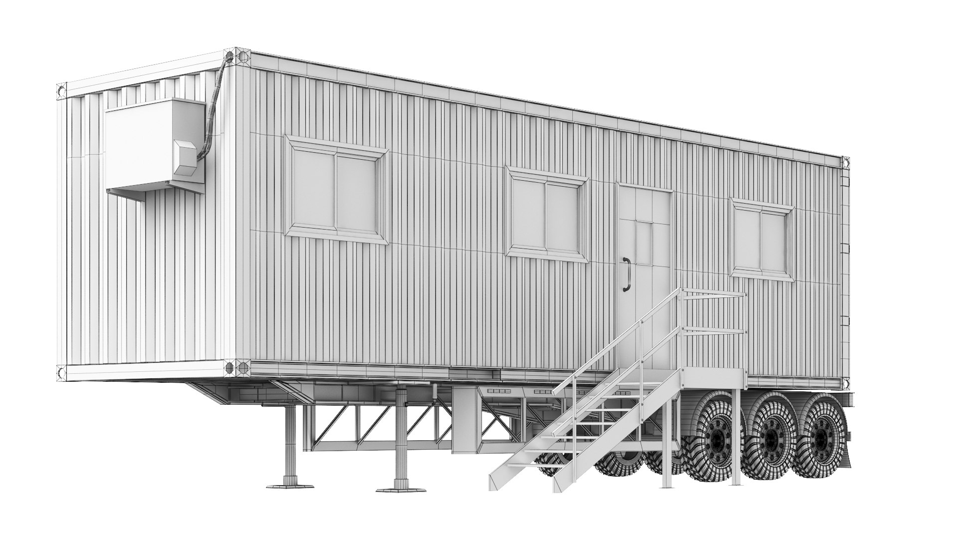 3D Detailed Portable Building Trailer Model - TurboSquid 2249564