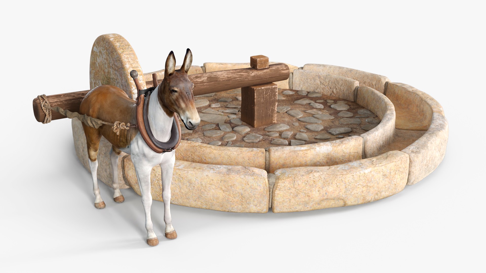 3D Mule Drawn Stone Well Model - TurboSquid 2325093