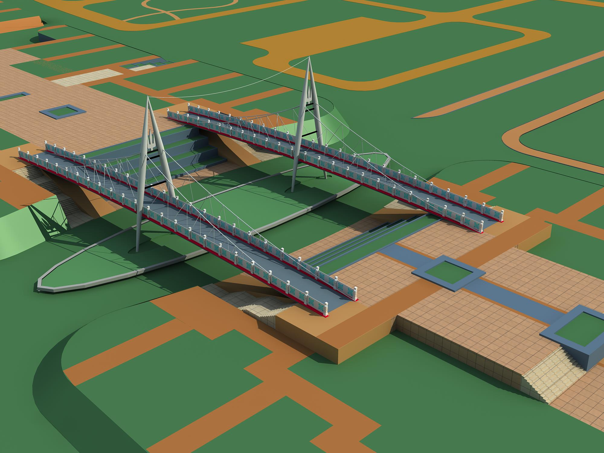 3d pedestrian bridge 02 model