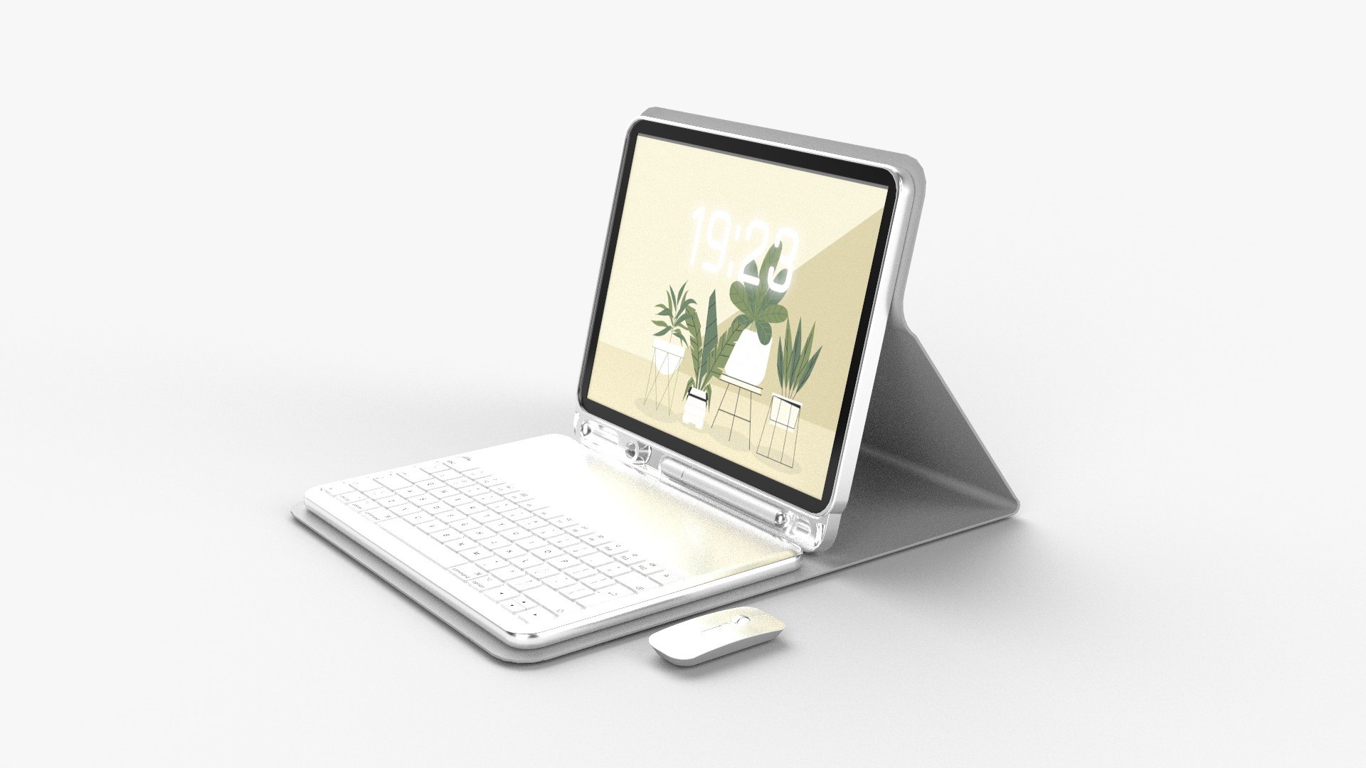 3D Model Modern Pc Tablet Set Pen Mouse Flashy Metallic Version ...