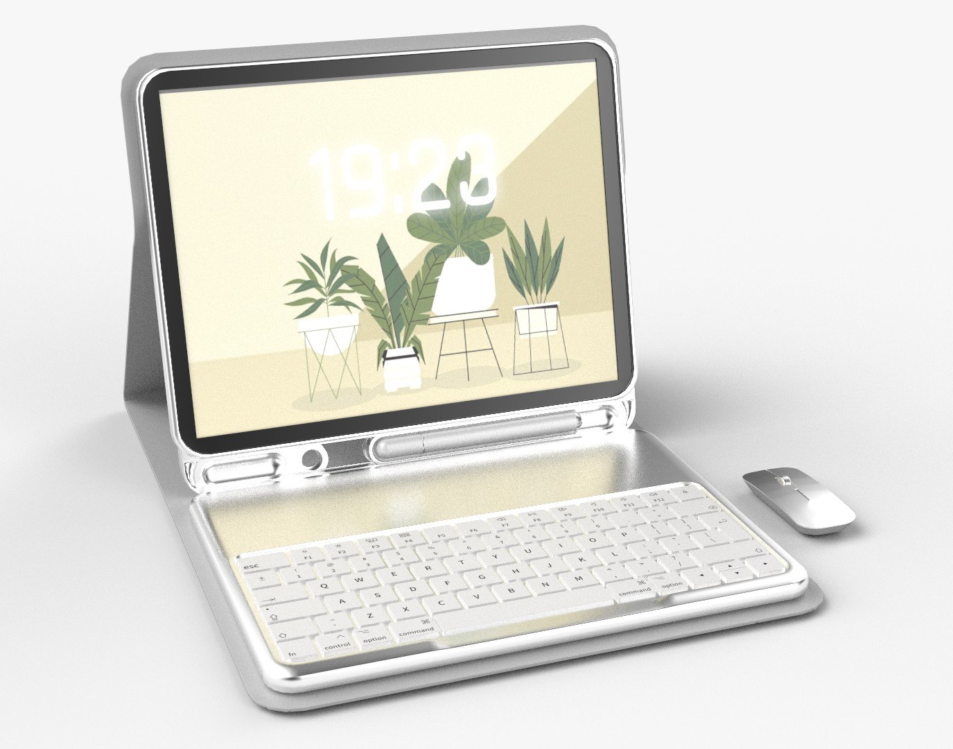 3D Model Modern Pc Tablet Set Pen Mouse Flashy Metallic Version ...