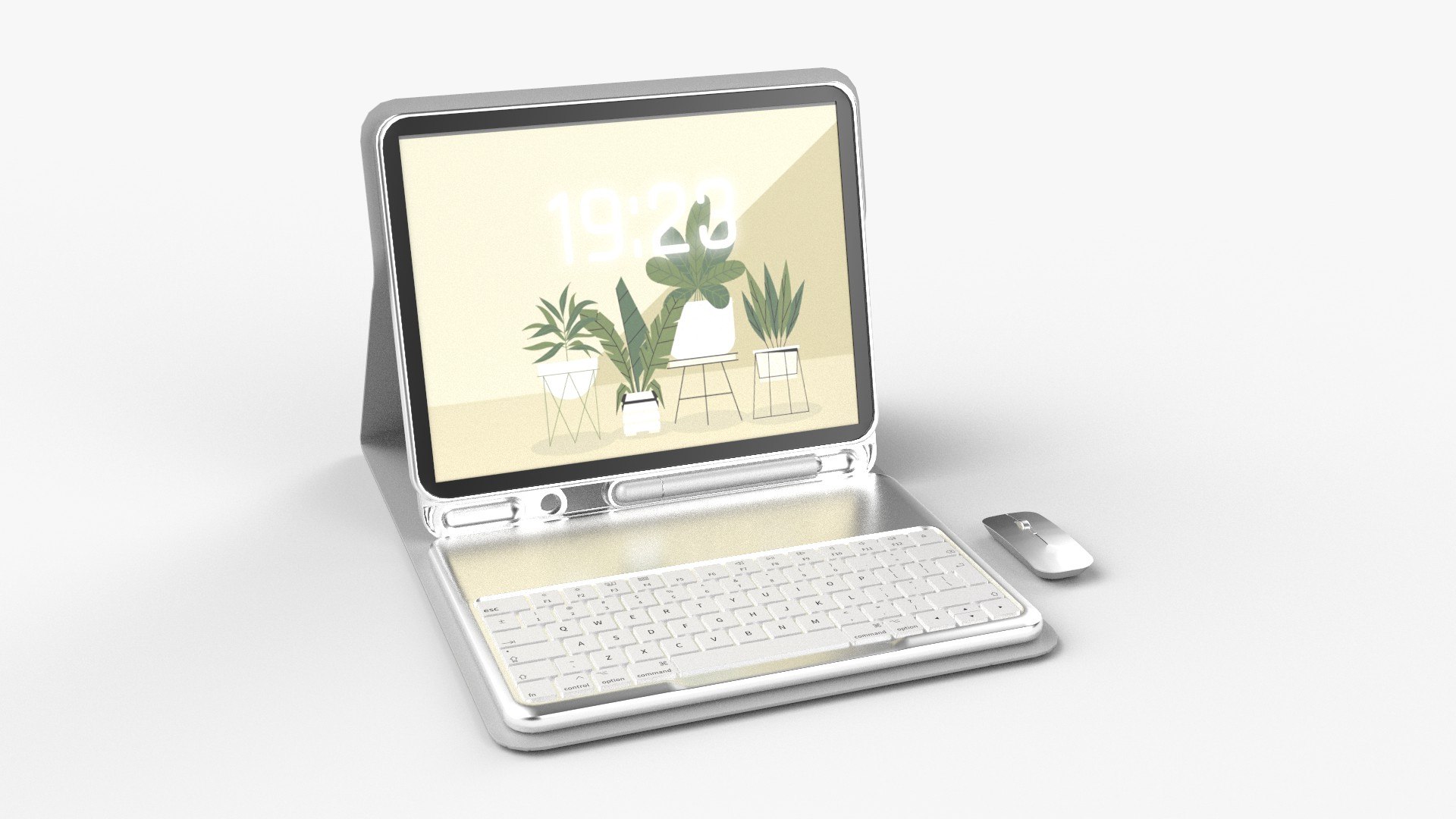 3D Model Modern Pc Tablet Set Pen Mouse Flashy Metallic Version ...