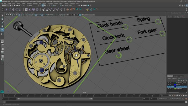 modelo 3d Movimiento de reloj de bolsillo antiguo nuevo equipado para ...