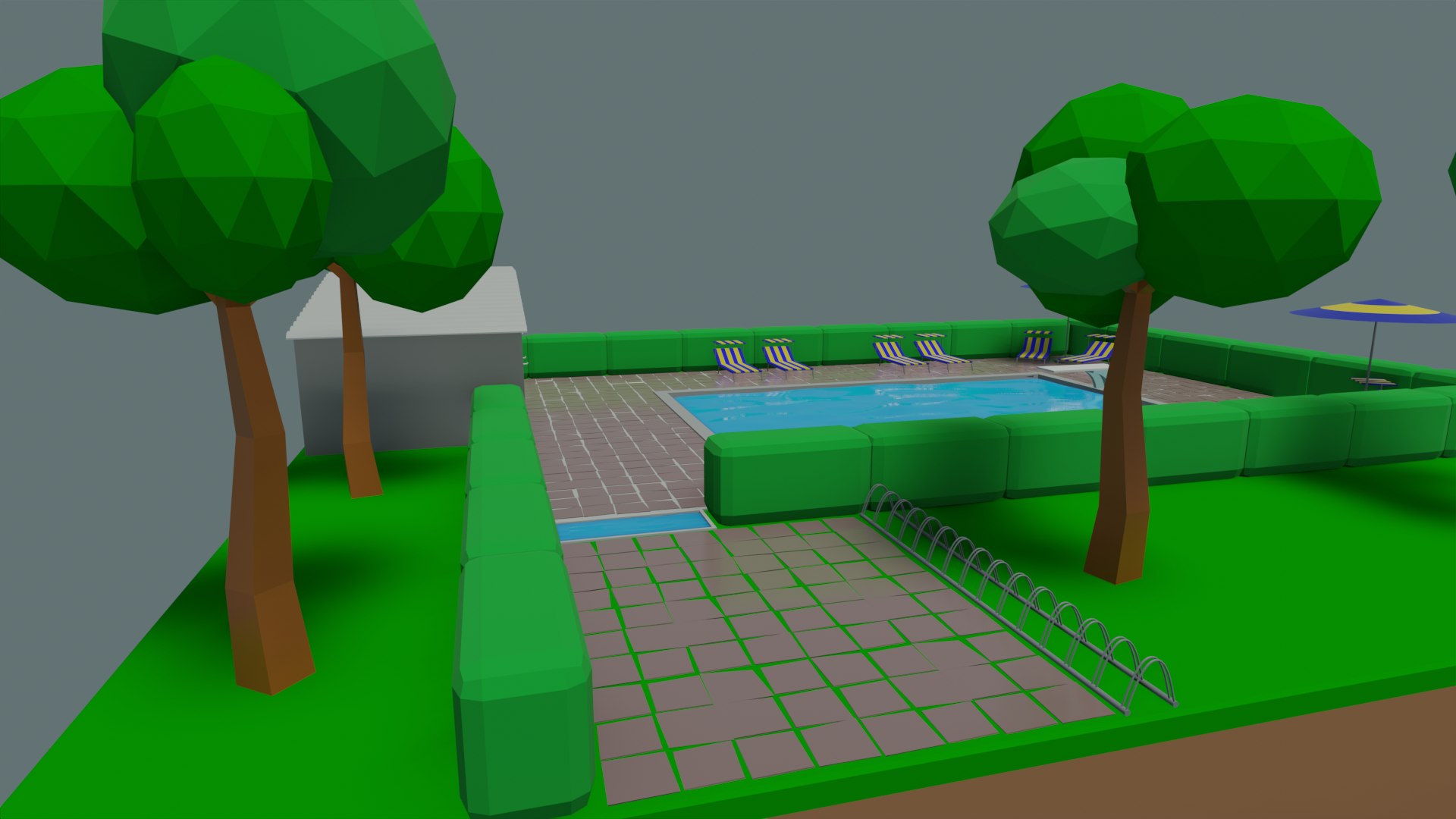 3D Model Complex Low Poly Pool - TurboSquid 2010463