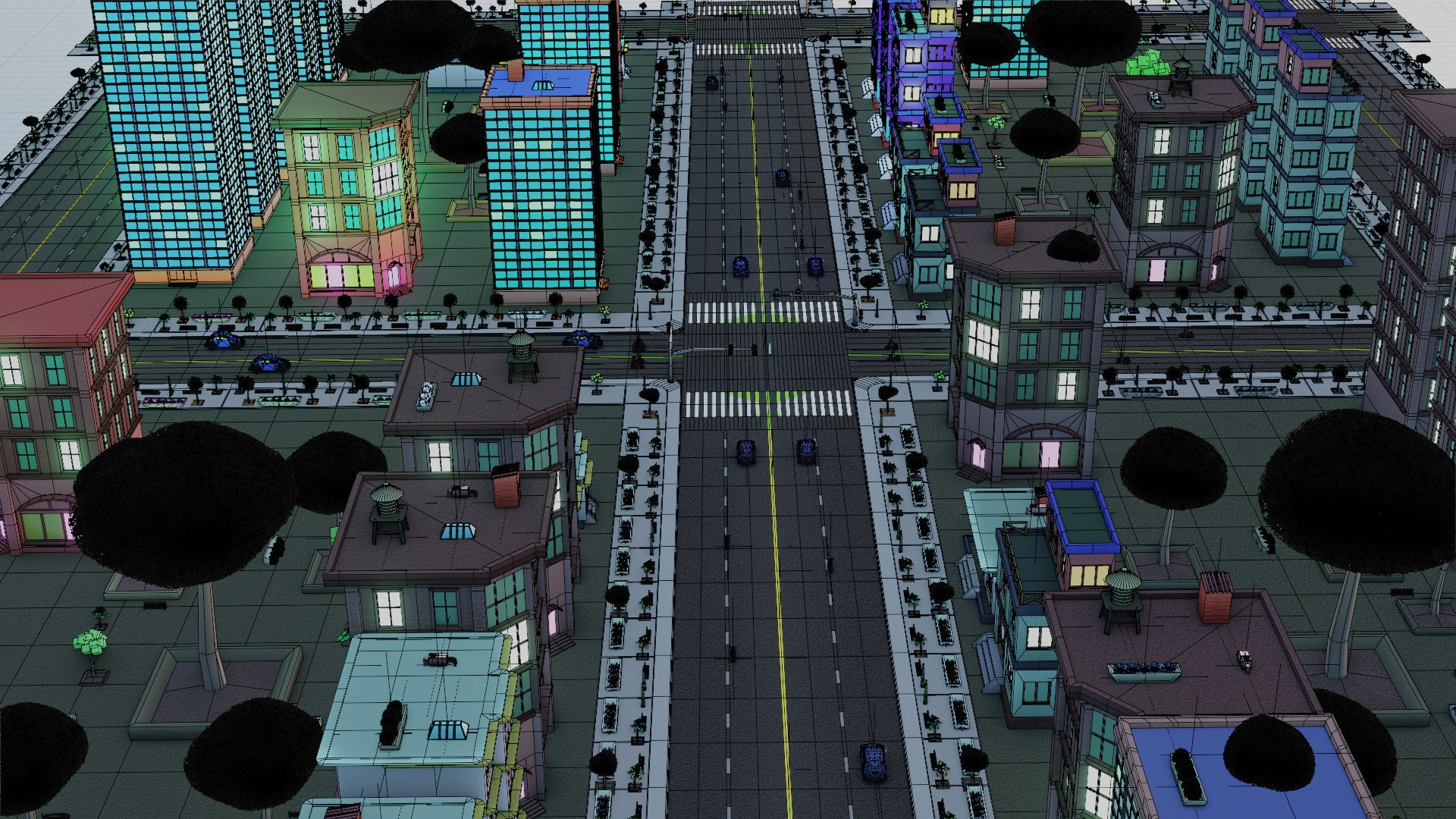 3D Blender city generator geometry node and random material model ...