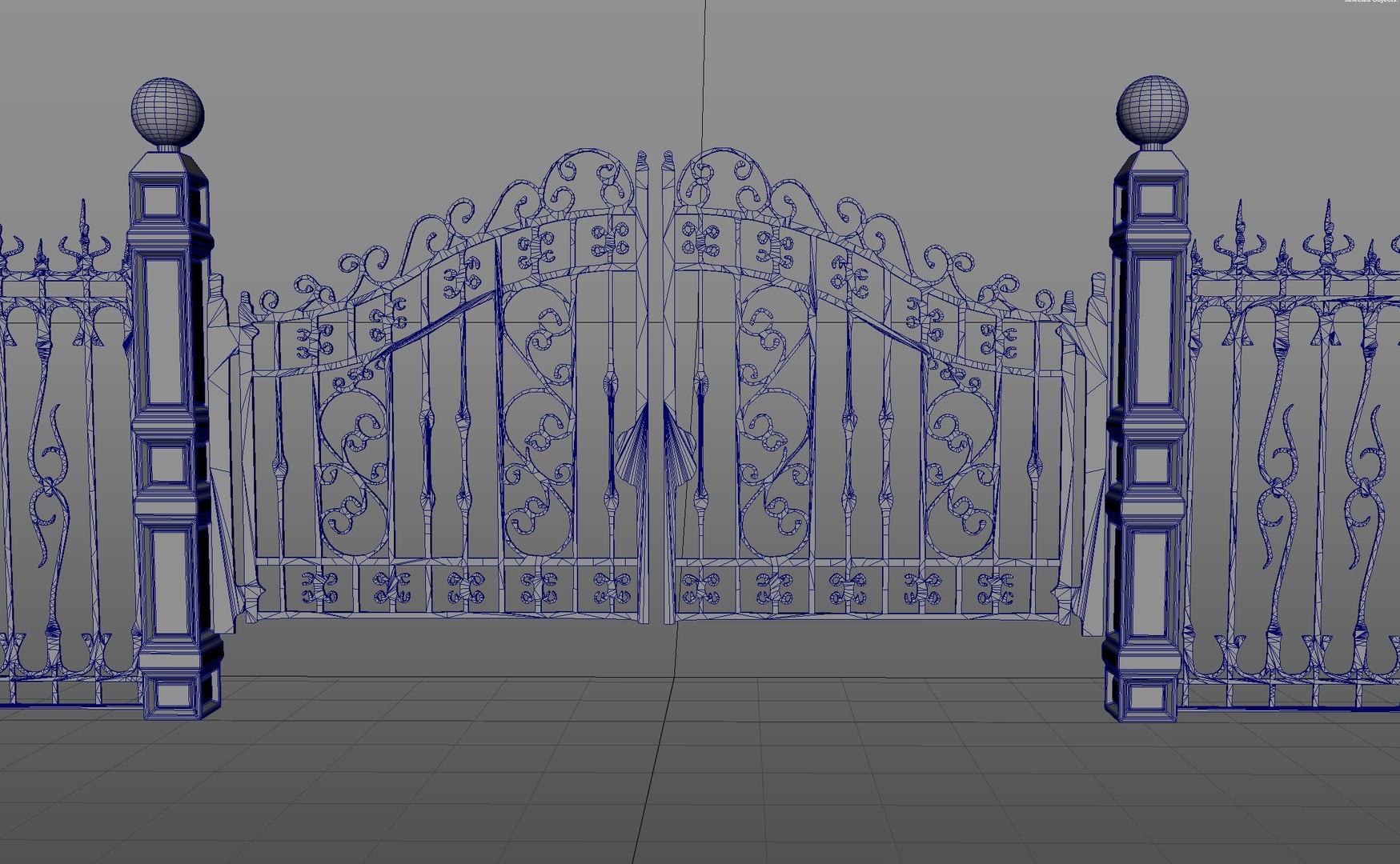 Forged Steel Gate With Modular Fences And Columns 3D Model - TurboSquid ...