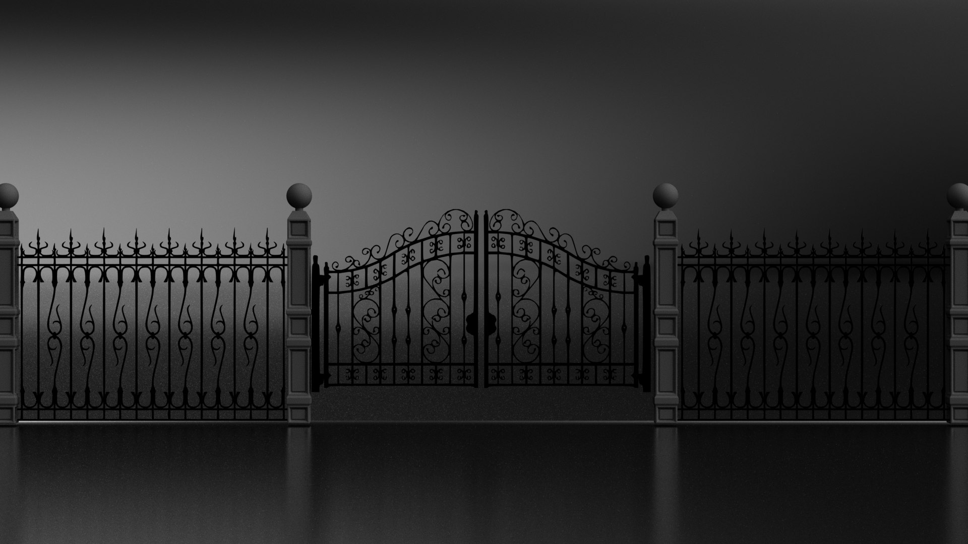 Forged Steel Gate With Modular Fences And Columns 3D Model - TurboSquid ...