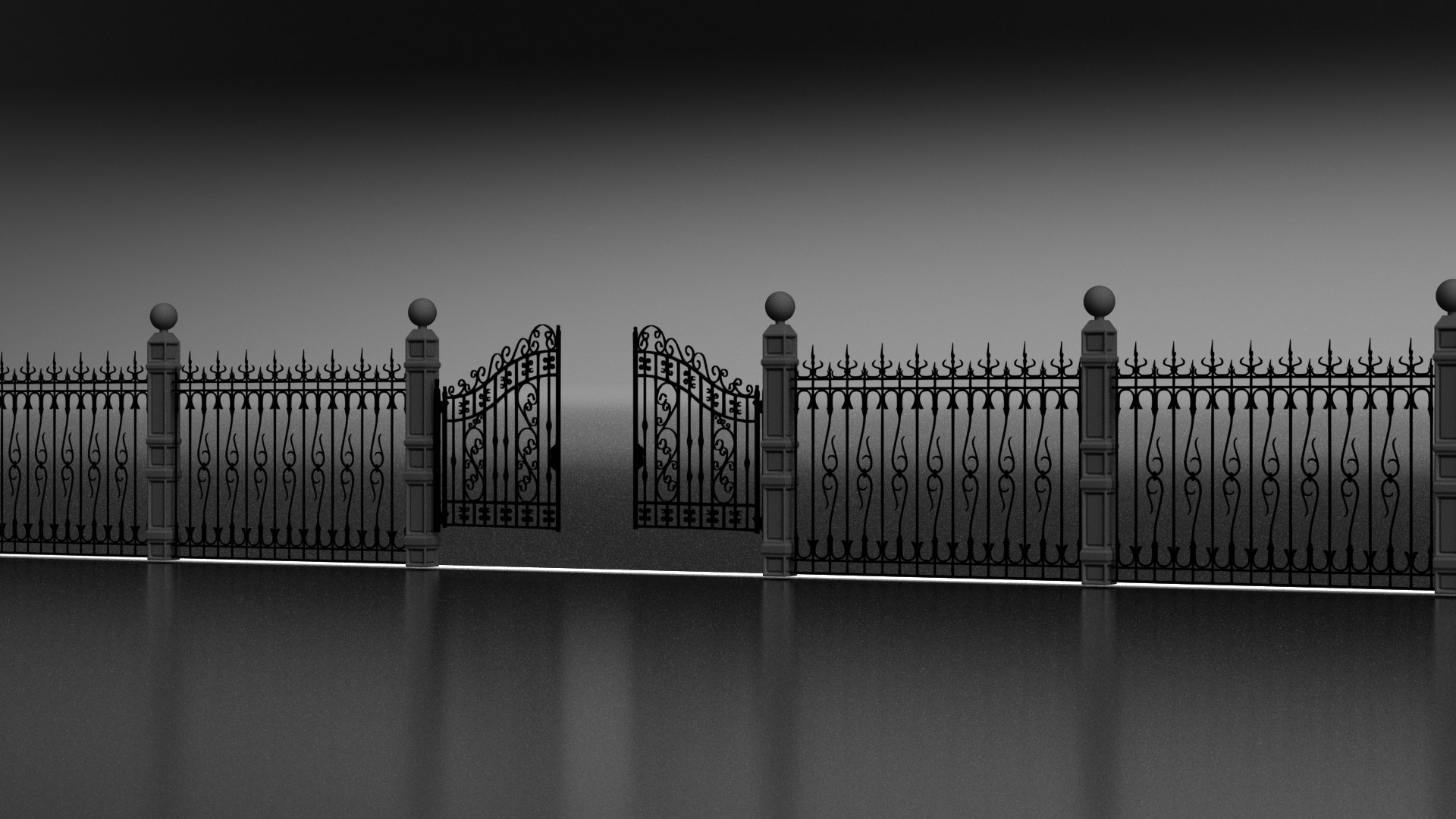 Forged Steel Gate With Modular Fences And Columns 3D Model - TurboSquid ...