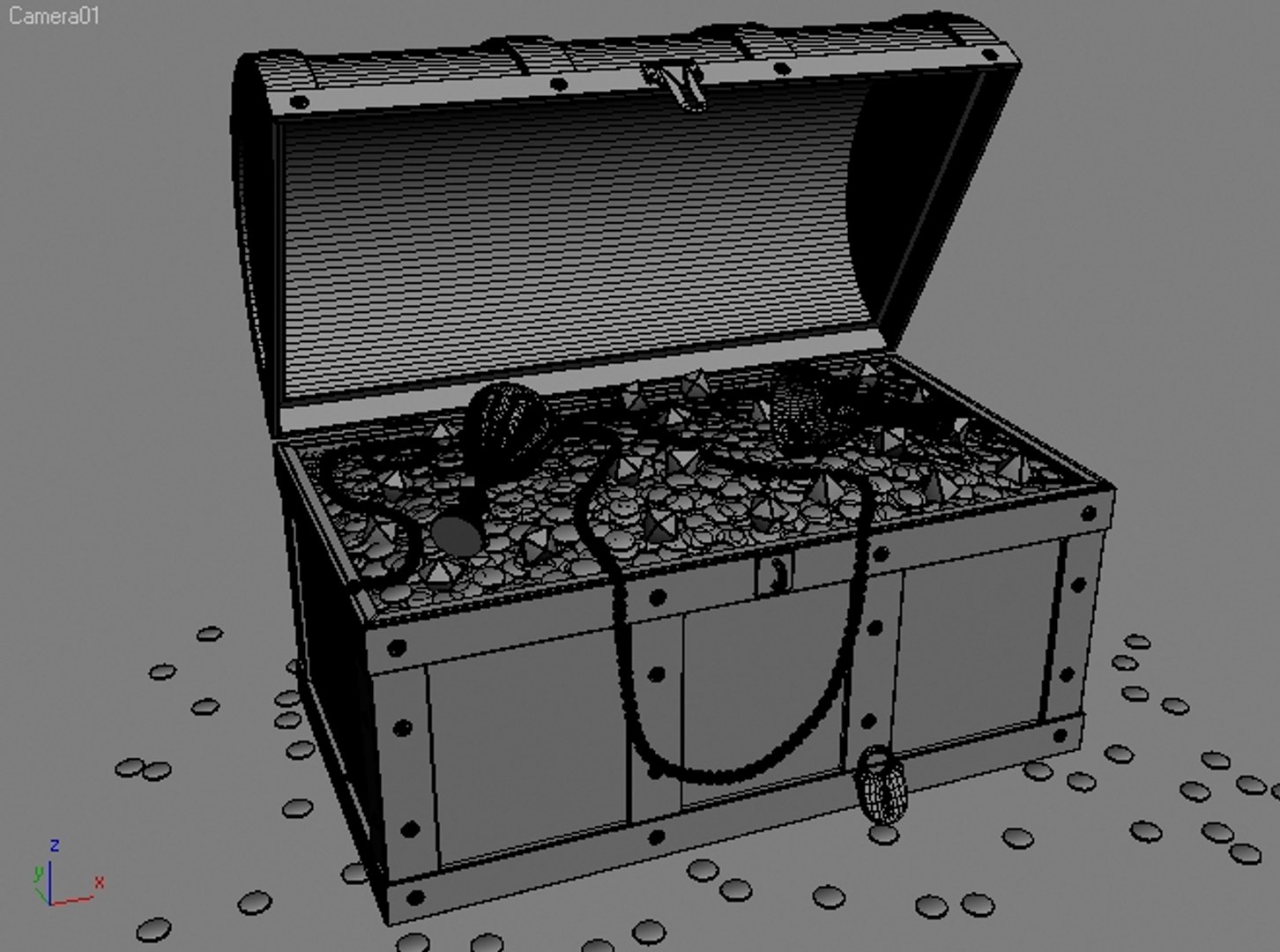 3d Model Treasure Chest Gold Coins