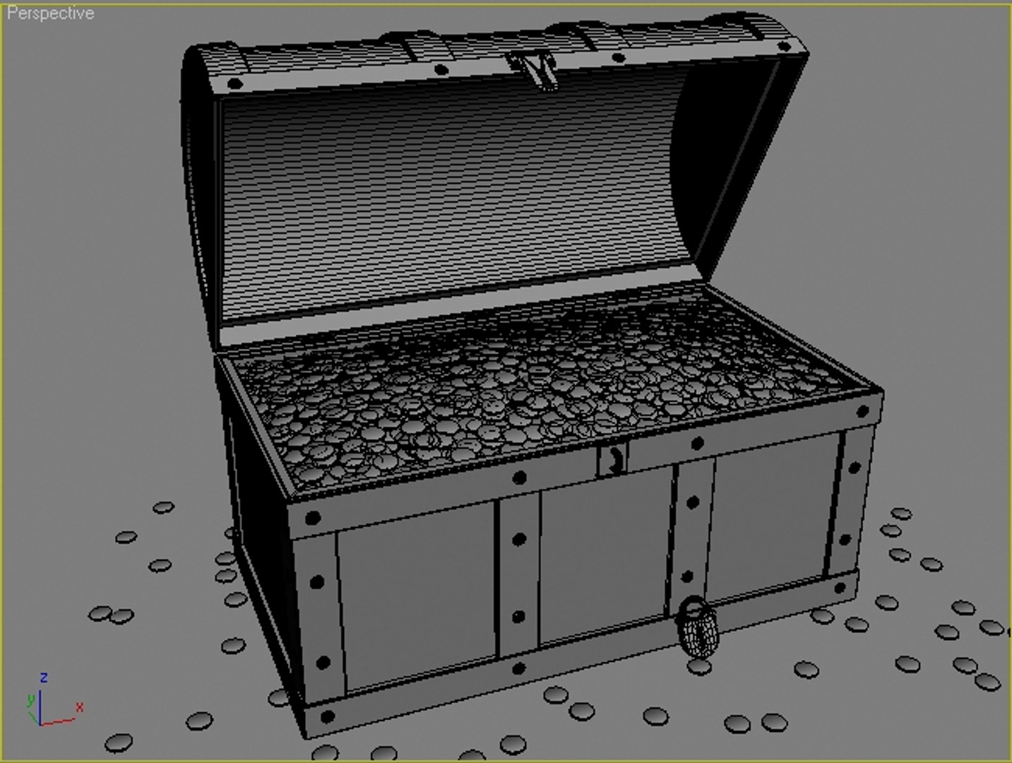 3d Model Treasure Chest Gold Coins