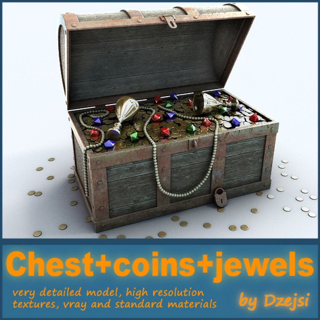 3d Model Treasure Chest Gold Coins