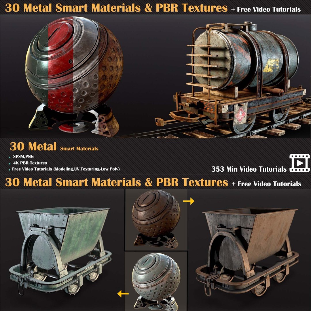 3D 30 Metal Smart Materials And PBR Textures - VOL 03 - TurboSquid 2261458