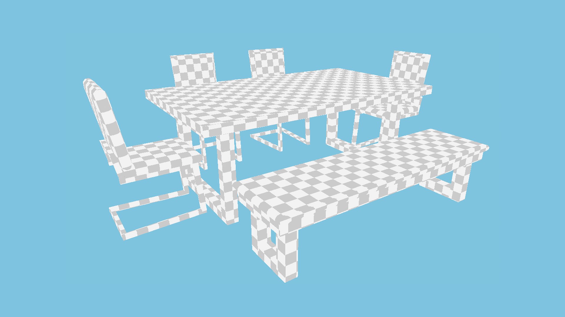 3D model Dinning Table 46 - Blue Wood - Furniture Interior Design ...