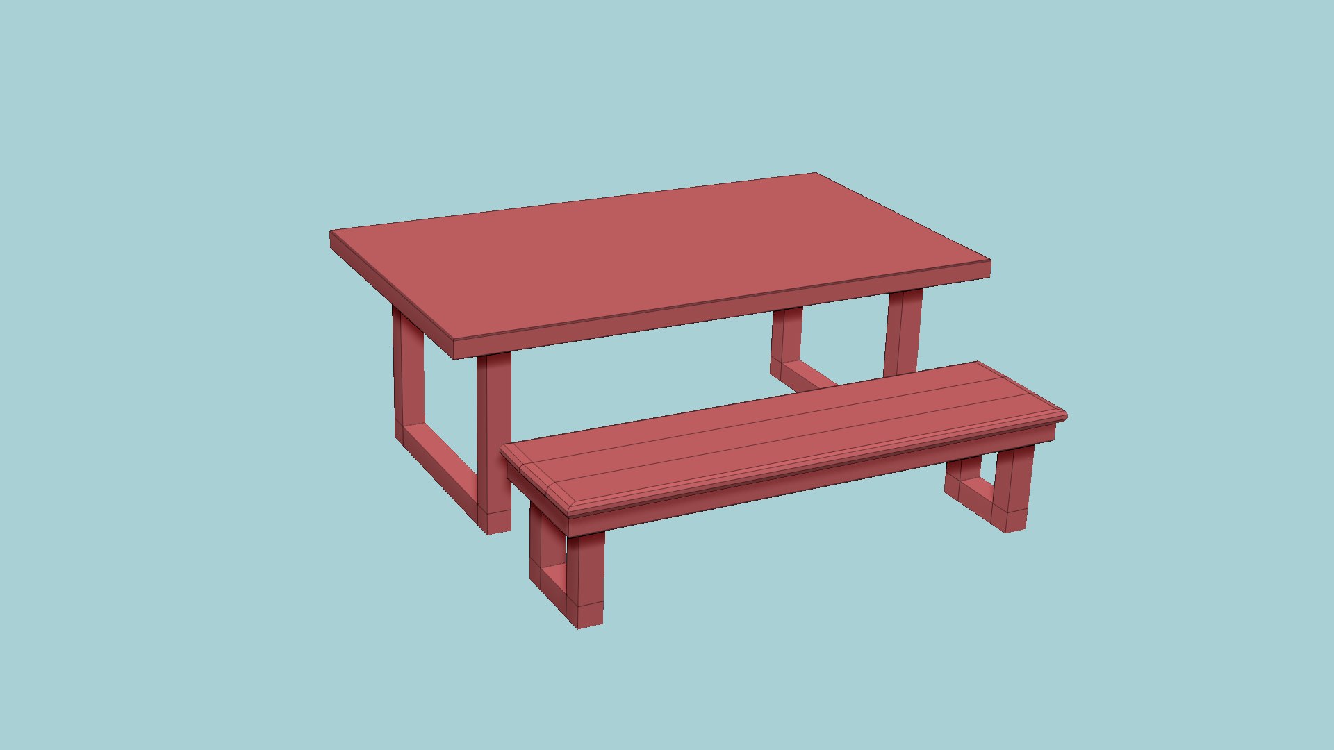 3D model Dinning Table 46 - Blue Wood - Furniture Interior Design ...
