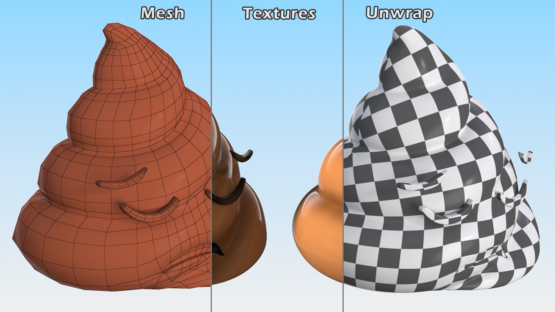 Disappointed Face Poop Emoji Smile Model - TurboSquid 1801262