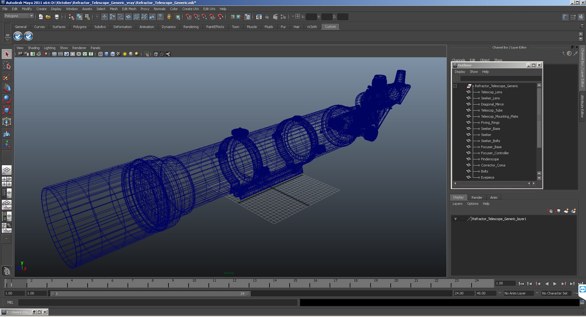 3D refractor telescope generic - TurboSquid 1335444
