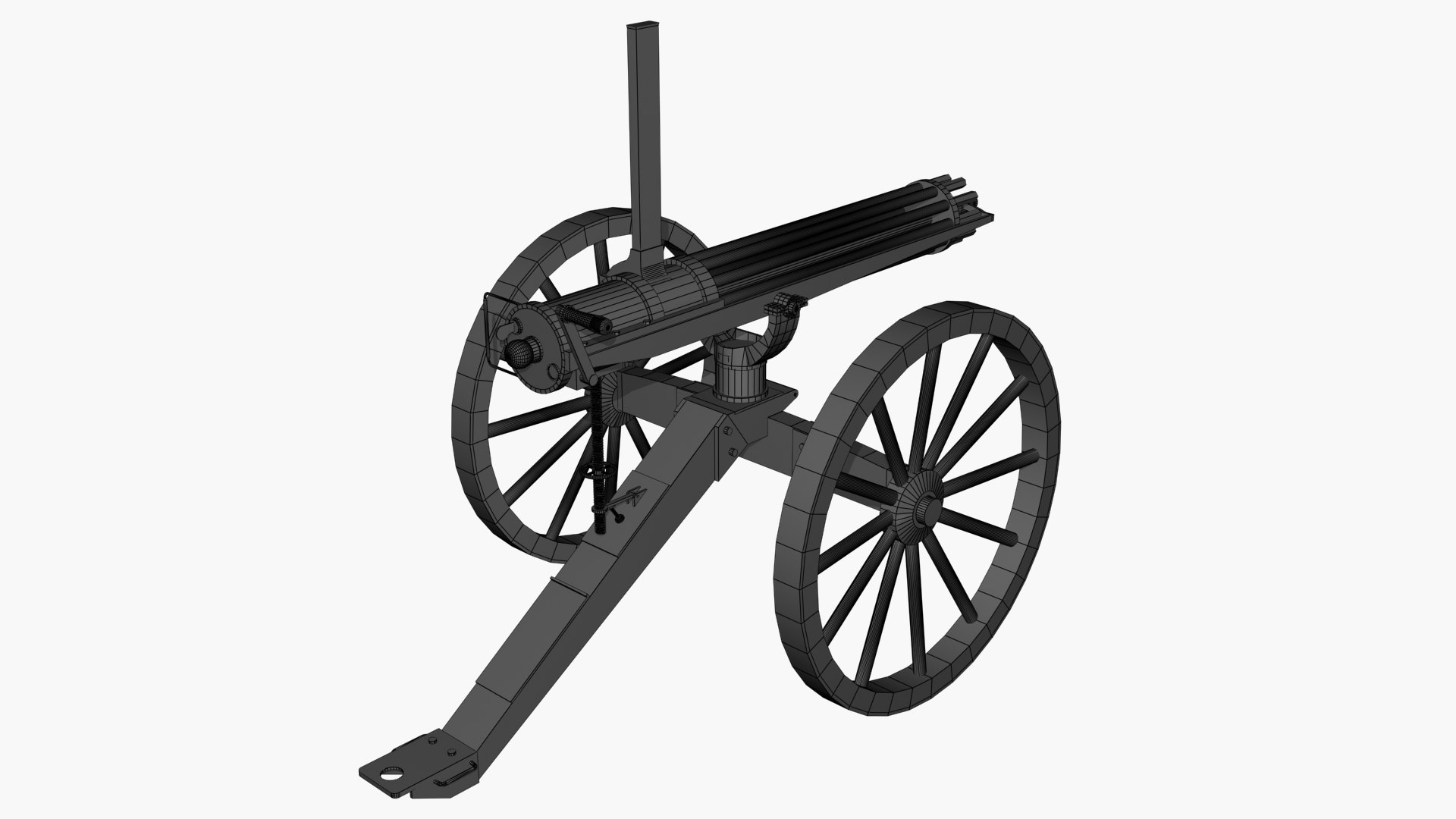 1800s Gatling Gun 3D - TurboSquid 2202422