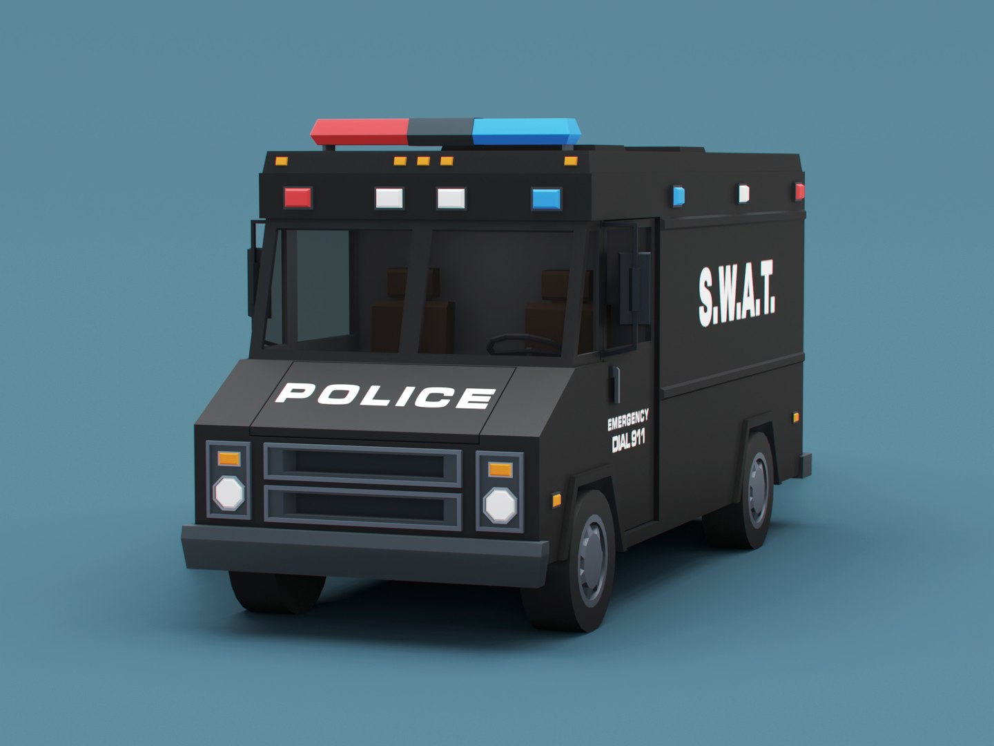 3D Stylized Step Van Police SWAT Low Poly - TurboSquid 1939156