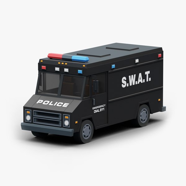 3D модель Stylized Step Van Police SWAT Low Poly - TurboSquid 1939156