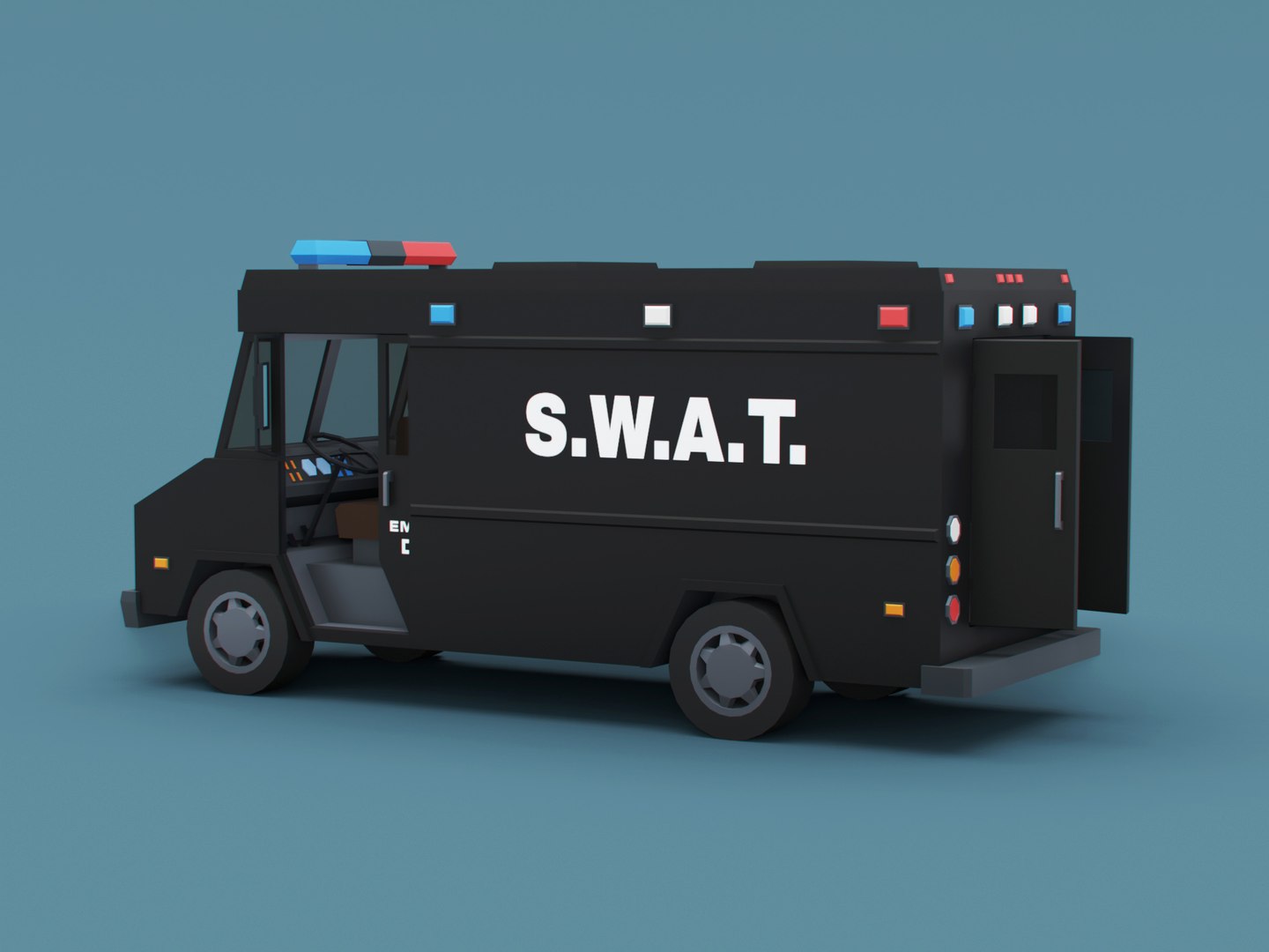 3D Stylized Step Van Police SWAT Low Poly - TurboSquid 1939156