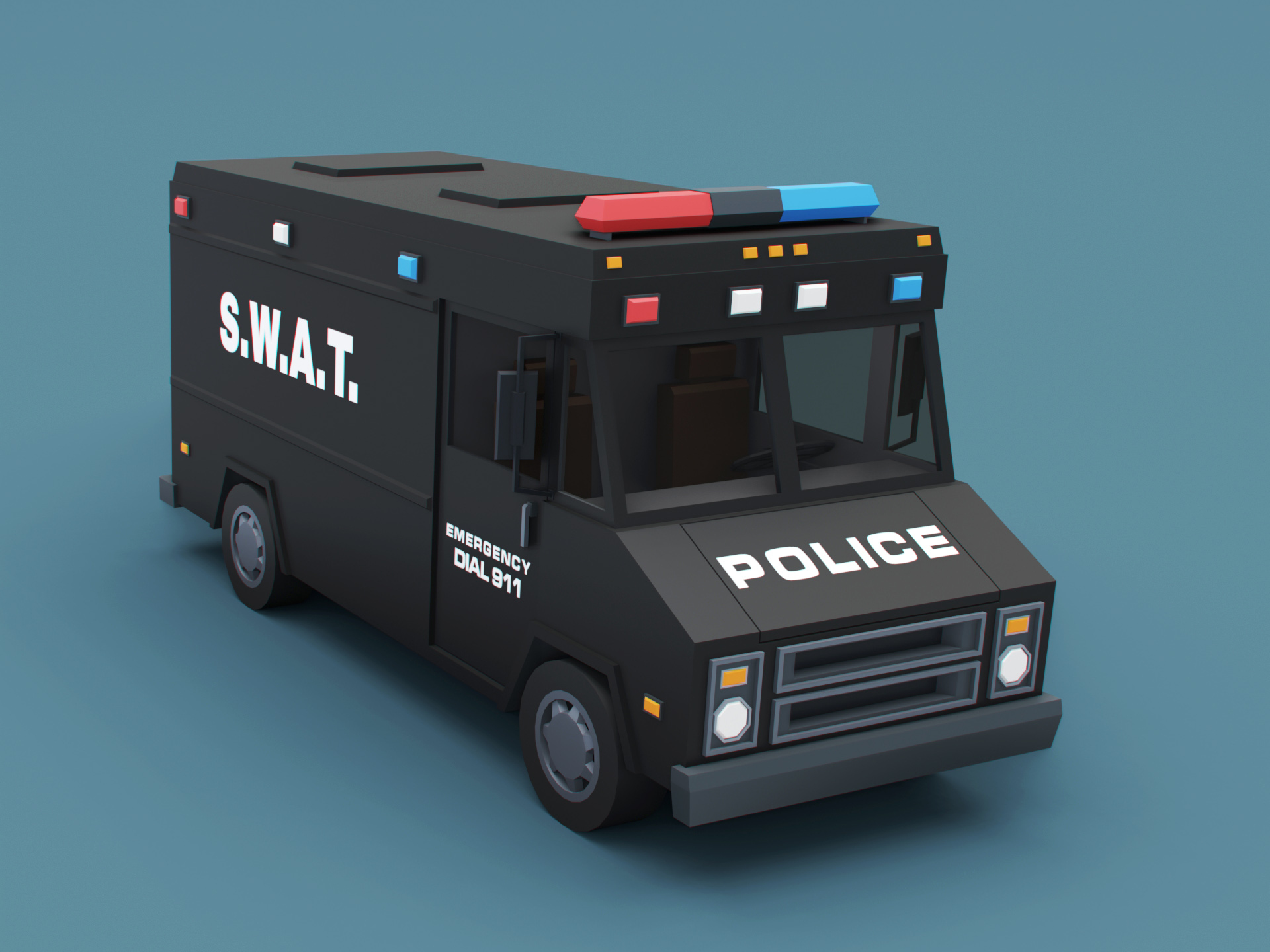 3D Stylized Step Van Police SWAT Low Poly - TurboSquid 1939156