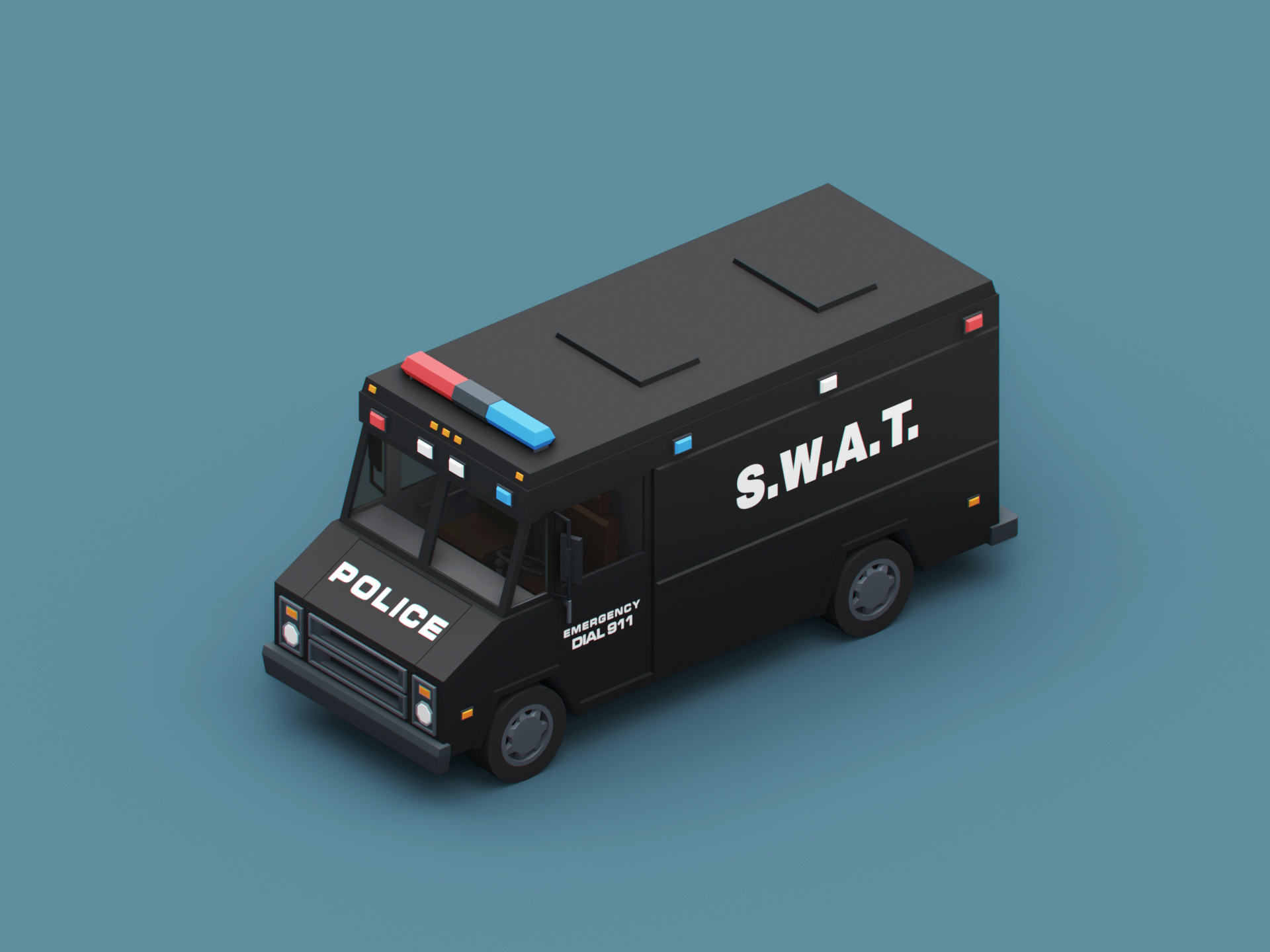 3D Stylized Step Van Police SWAT Low Poly - TurboSquid 1939156