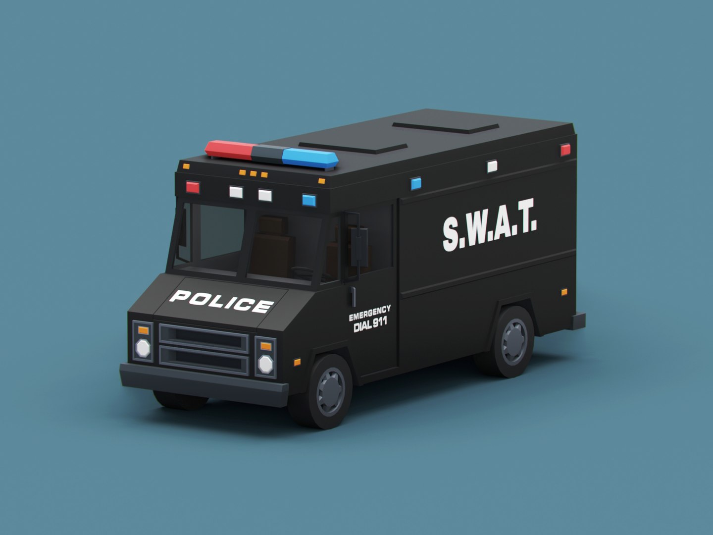 3D Stylized Step Van Police SWAT Low Poly - TurboSquid 1939156