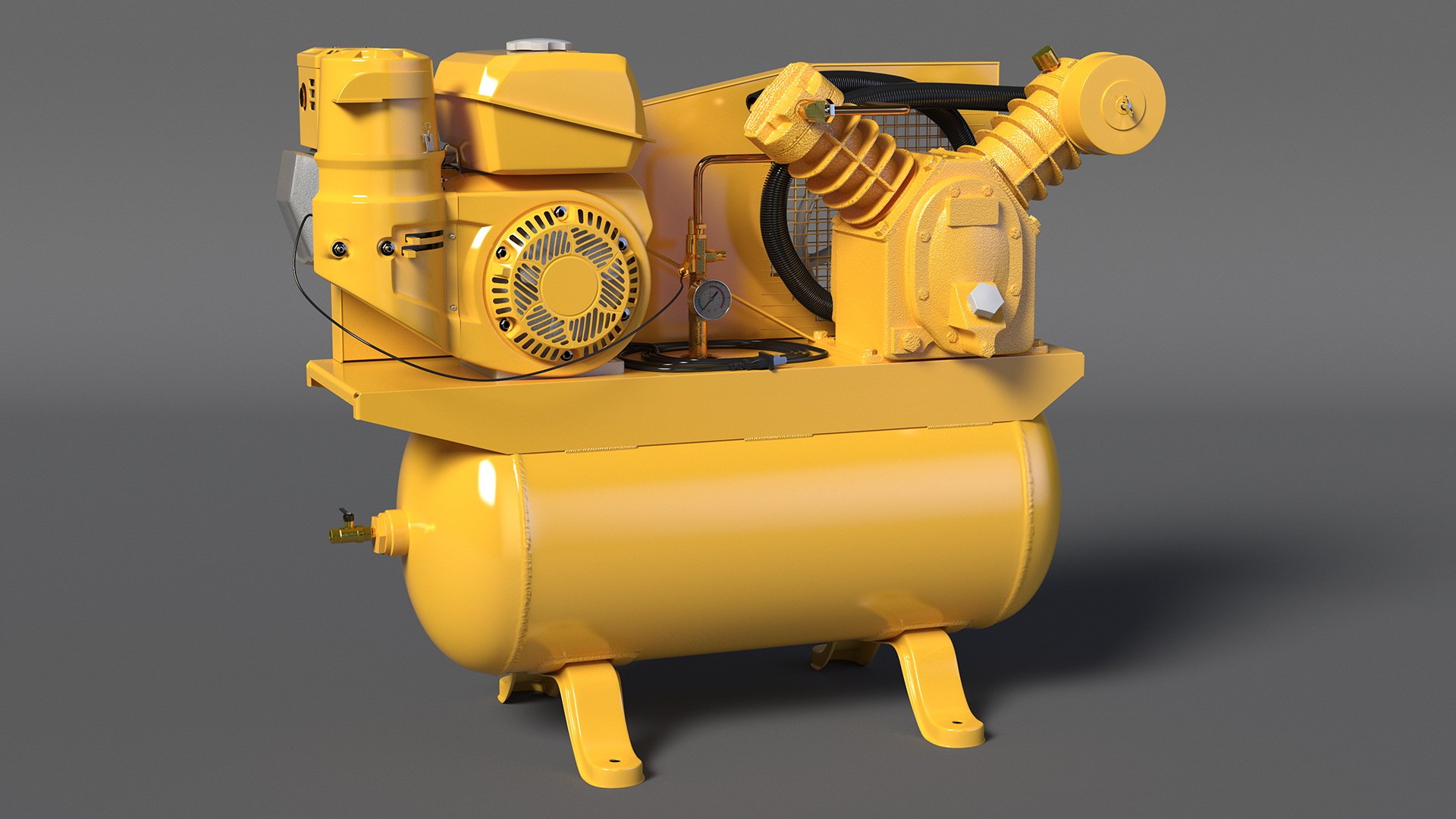 Industrial Yellow Piston Compressor 3D Model - TurboSquid 2143078