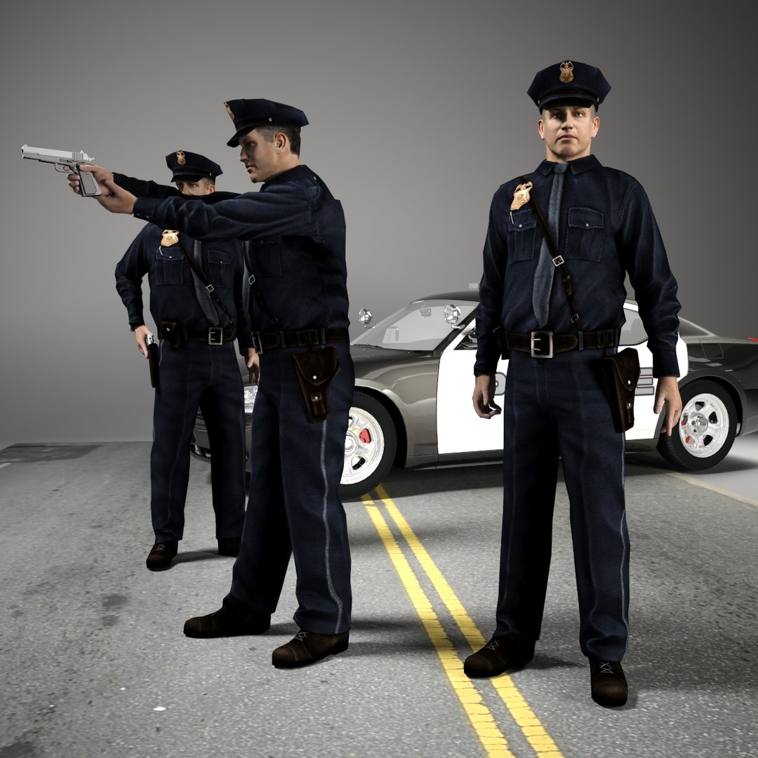 Policeman Set Figures 3D - TurboSquid 1275060