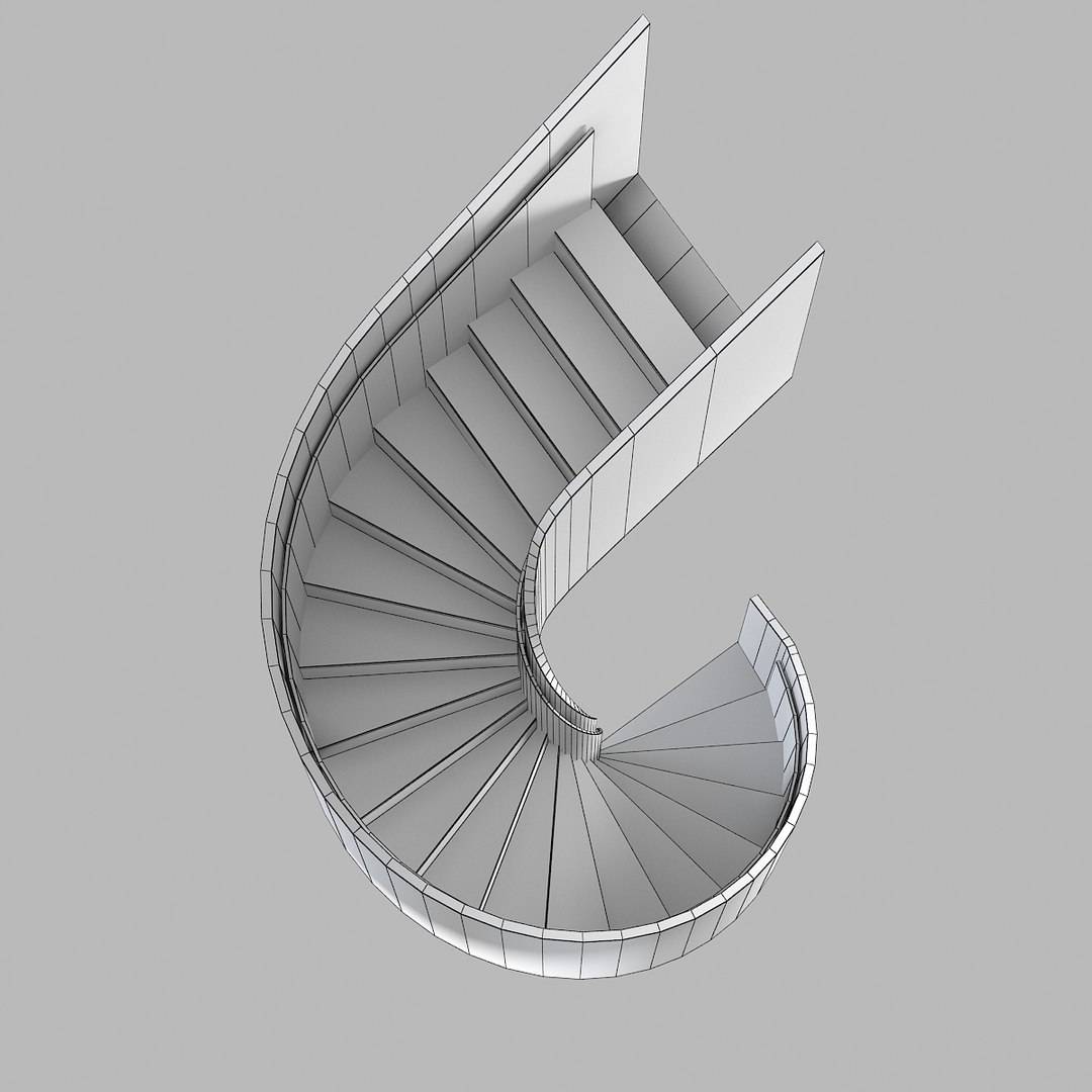 3d model of spiral stair closed