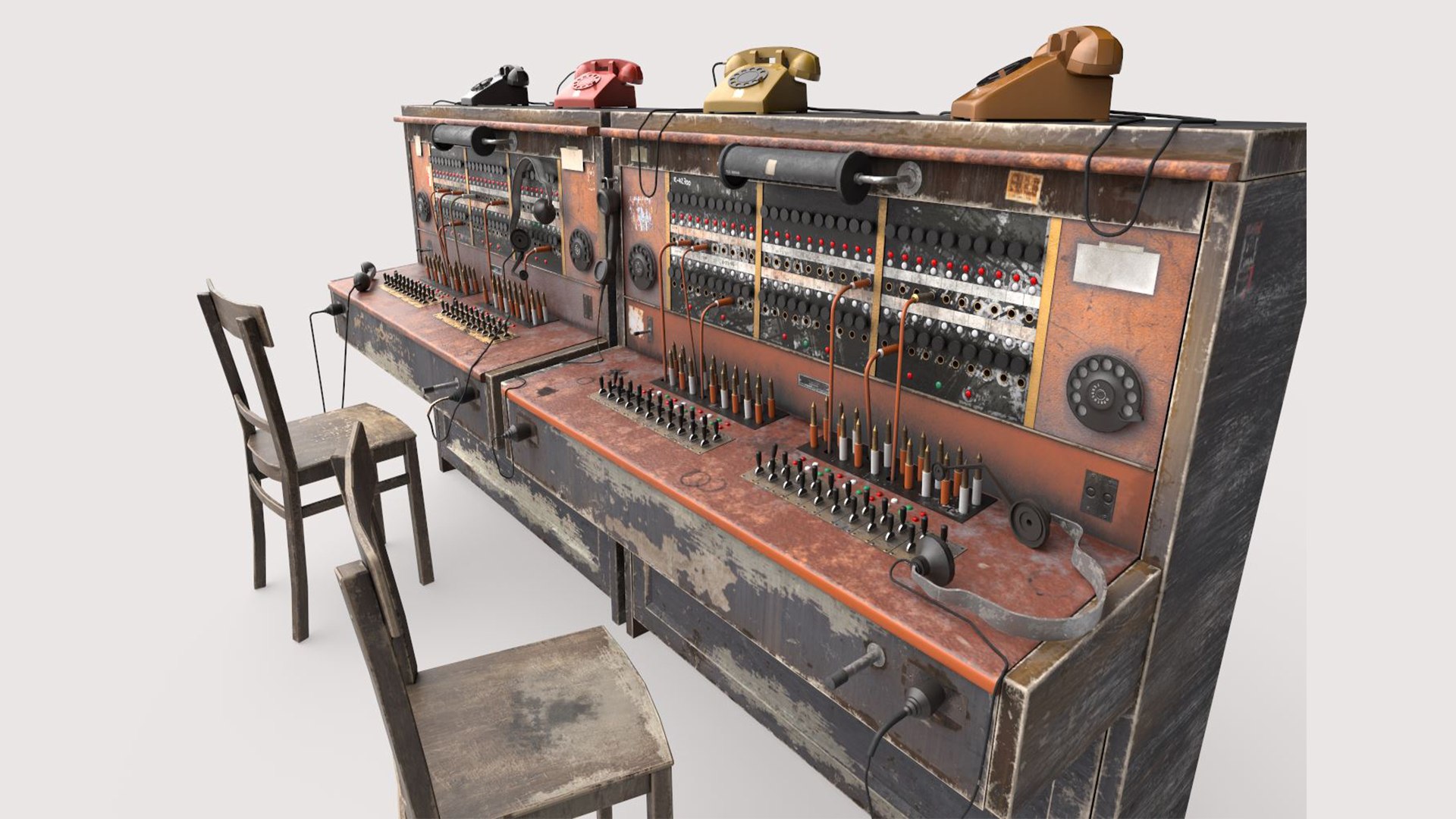 Old Double Phone Switch model - TurboSquid 1943235