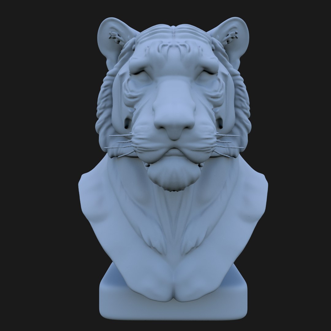 Majestic Bengal Tiger Bust - High-Detail Wildlife Sculpture - 3D STL ...