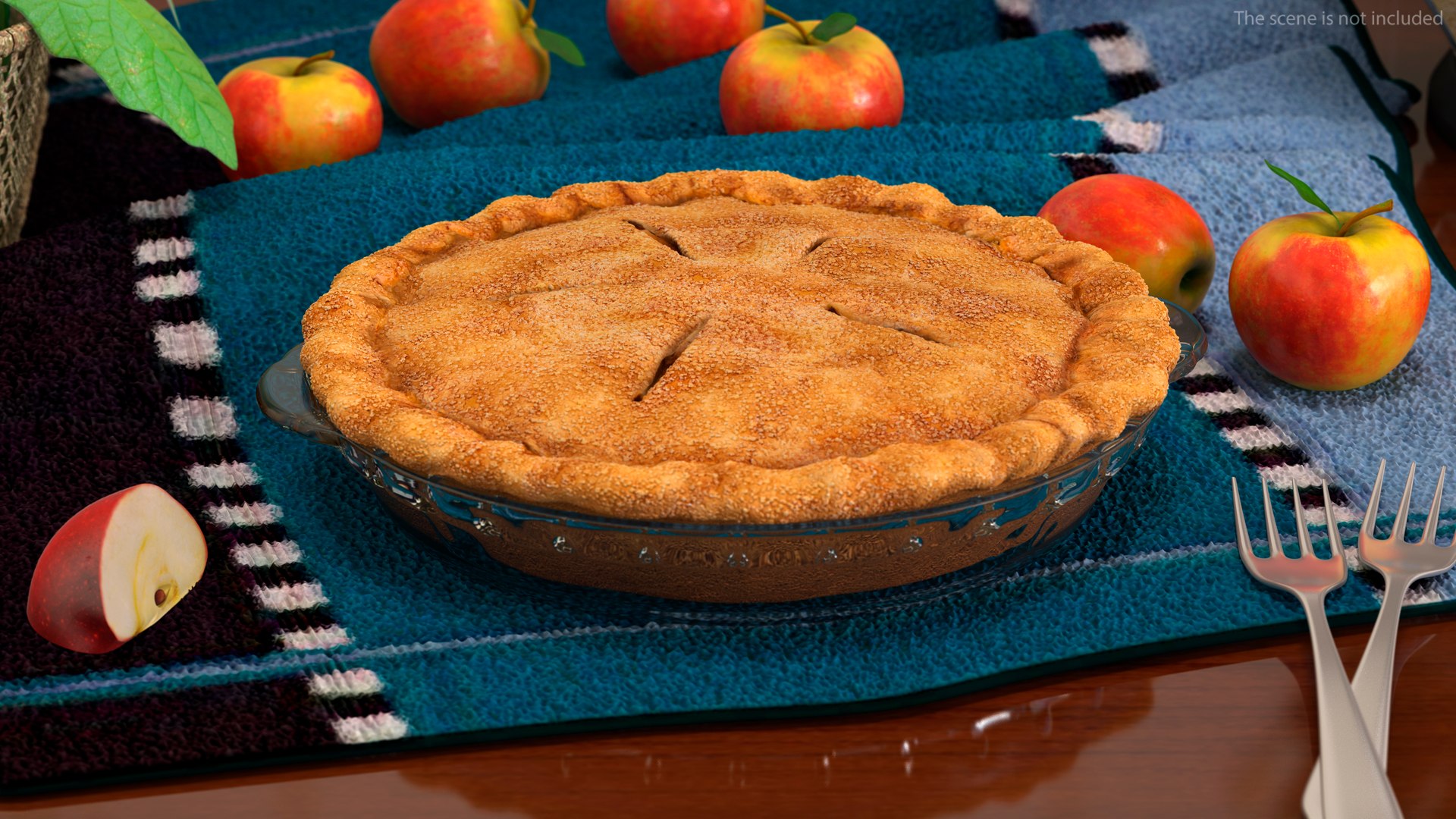 3D Apple Pie With Glass Plate - TurboSquid 1896218