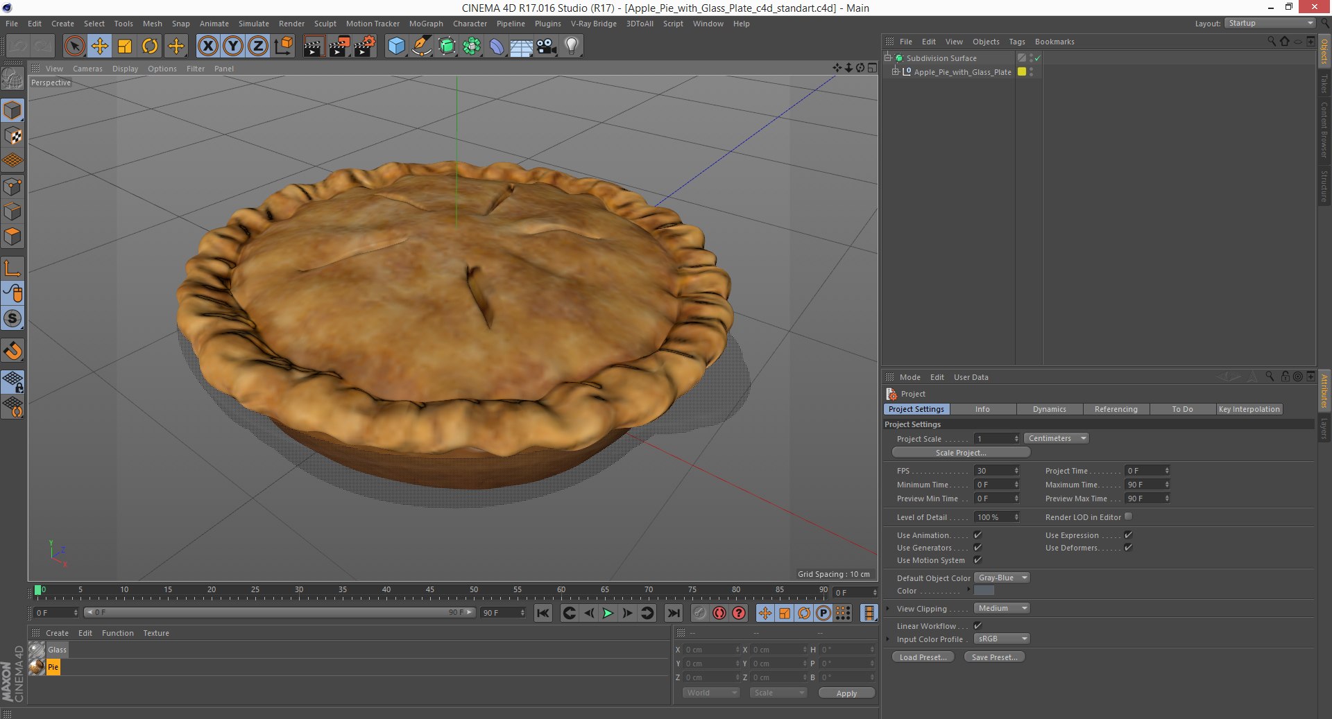3D Apple Pie with Glass Plate - TurboSquid 1896218