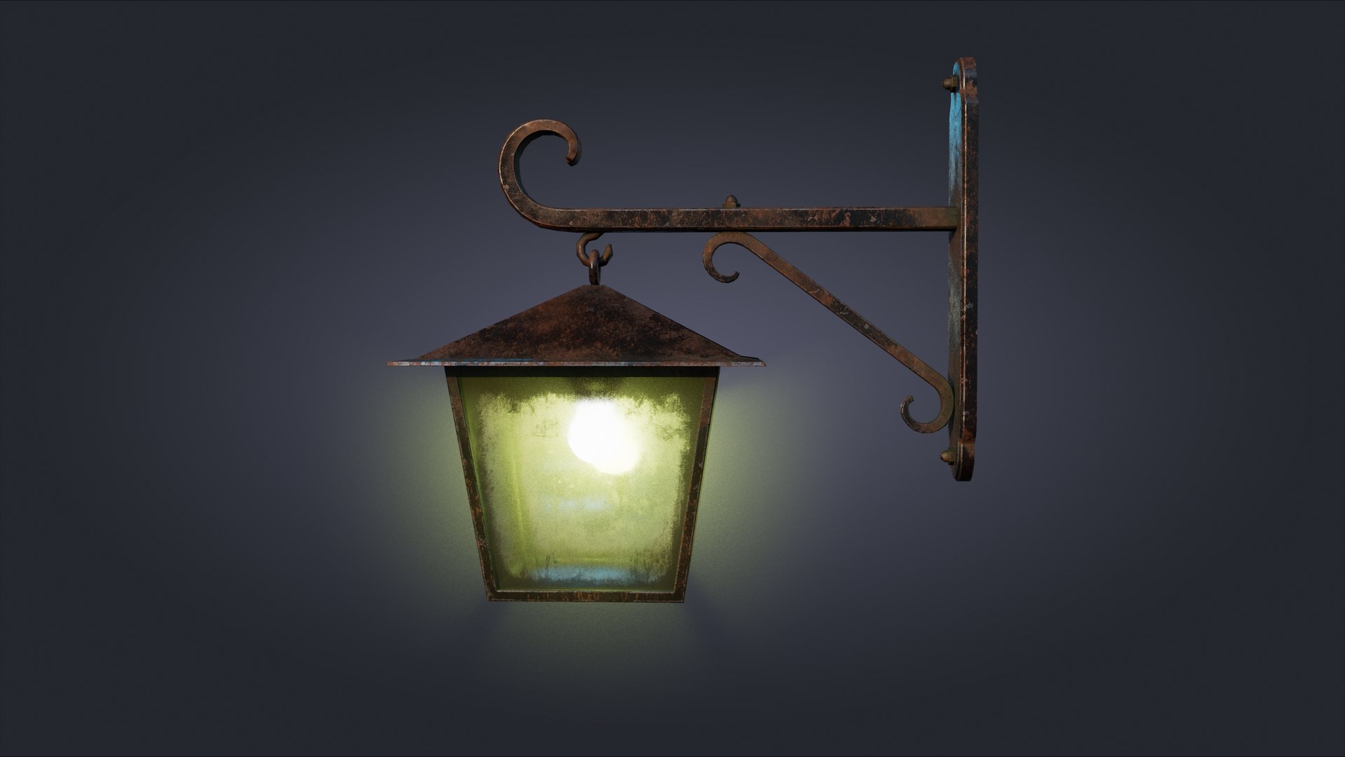 Antique Black Rusty Wall Lamp 3D Model - TurboSquid 1774791