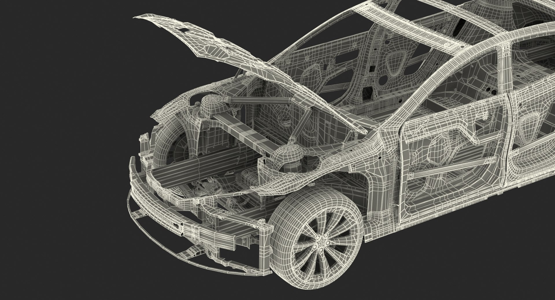 3d tesla s frame chassis model