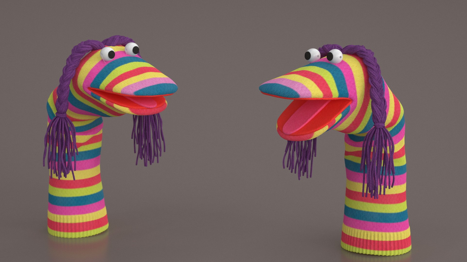 3D Striped Sock Puppet Girl Rigged For Cinema 4D - TurboSquid 2342569