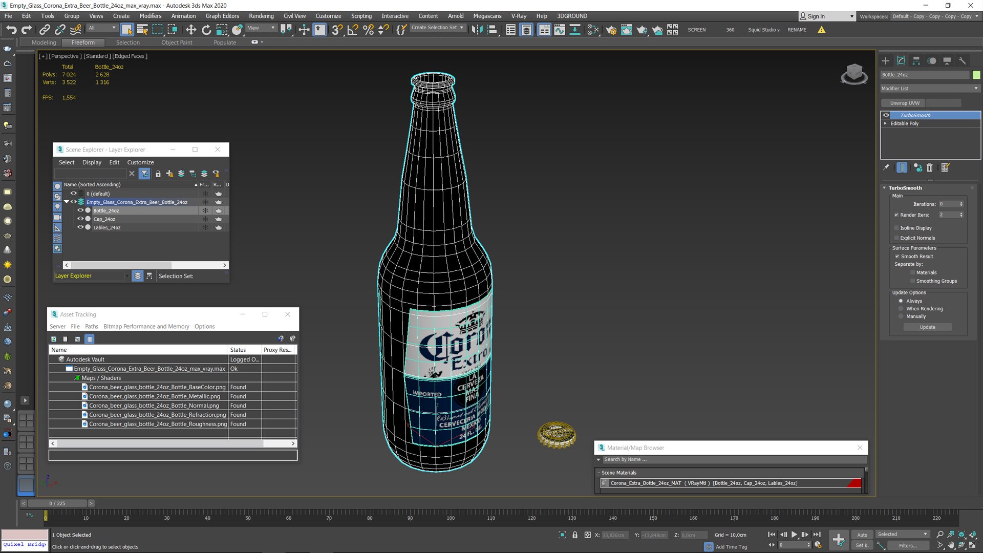 Empty Glass Corona Extra Beer Bottle 24oz Model - TurboSquid 2330116