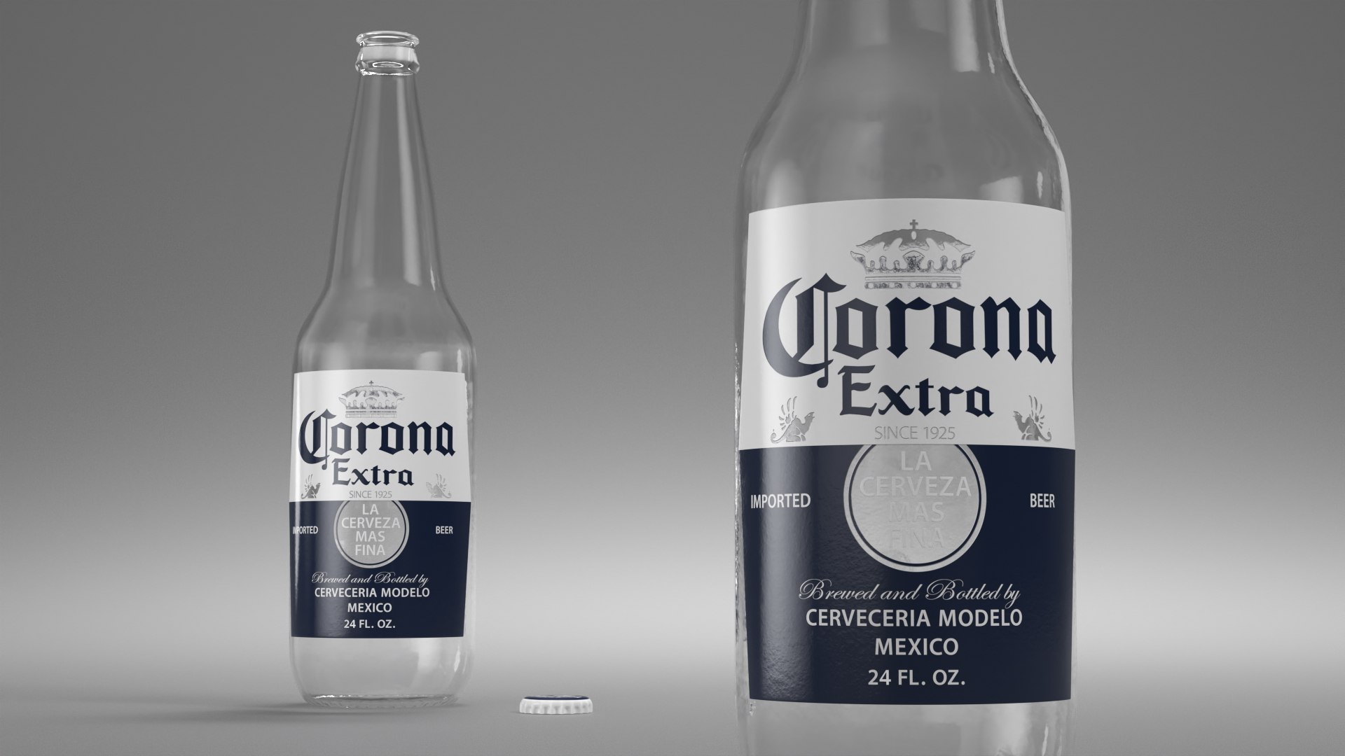 Empty Glass Corona Extra Beer Bottle 24oz Model - TurboSquid 2330116