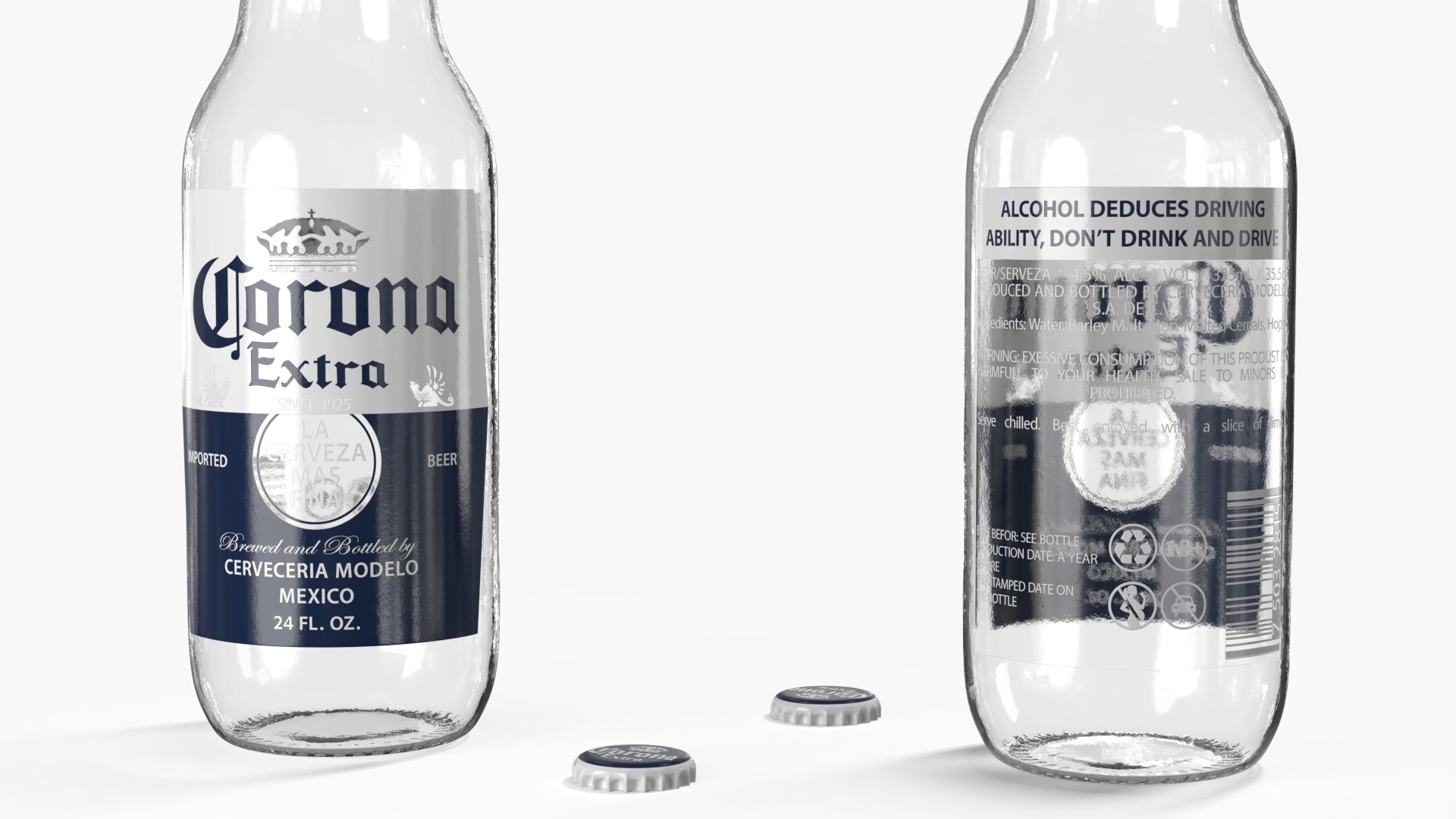 Empty Glass Corona Extra Beer Bottle 24oz Model - TurboSquid 2330116