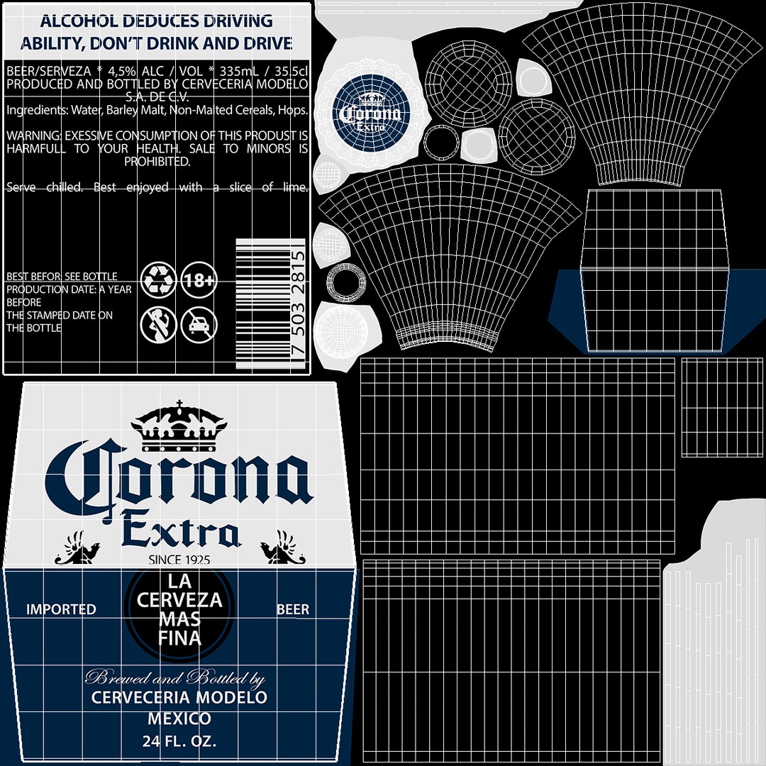 Empty Glass Corona Extra Beer Bottle 24oz Model - TurboSquid 2330116