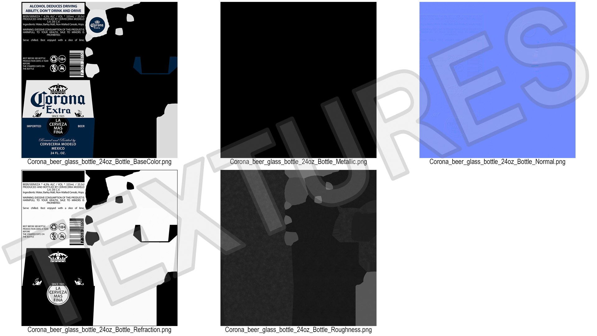 Empty Glass Corona Extra Beer Bottle 24oz Model - TurboSquid 2330116